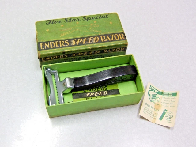VINTAGE ENDERS FIVE STAR SPECIAL SPEED RAZOR SET IN BOX - 1940's $35.00 ...