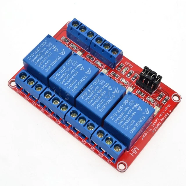 12V 4 CHANNEL Relay Module With Optocoupler High and Low Level Trigger ...
