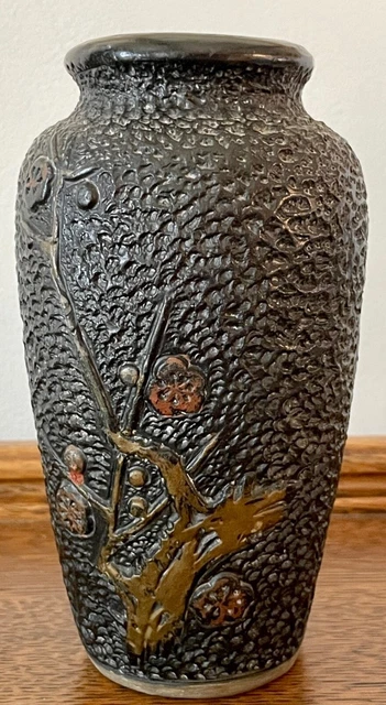 VINTAGE JAPANESE TOKANABE Ware Black Pottery Vase - 1920's- Made In ...
