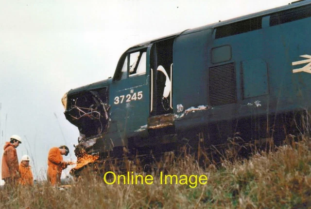 RAILWAY PHOTO 6X4 Class 37 37245 Collison Crash Damage Blackwell South ...