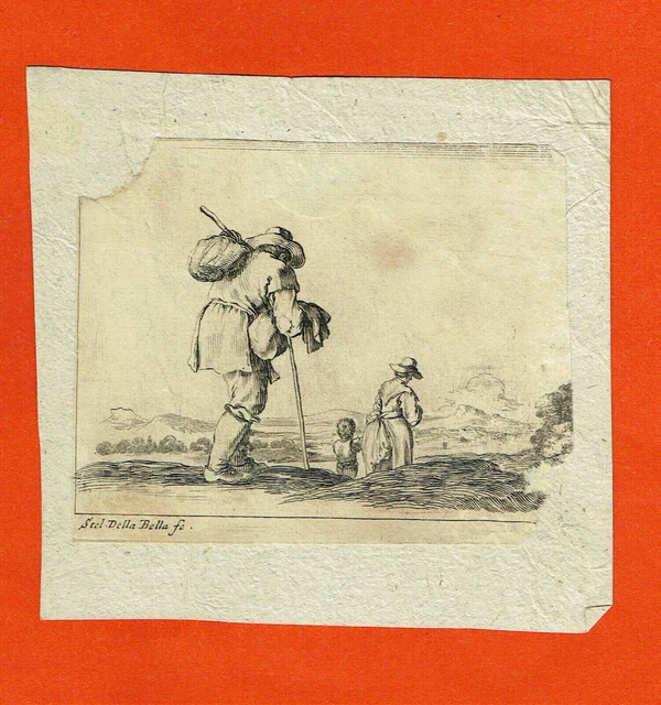 GAA54-GRAVURE ORIGINALE-STEL DELLA BELLA-SCÈNE DE COMPAGNE-17e EUR 60 ...
