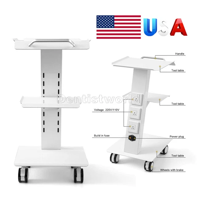 3 TIERS MEDICAL Trolley Steel Mobile Cart Lab Dental Spa Salo Delivery ...