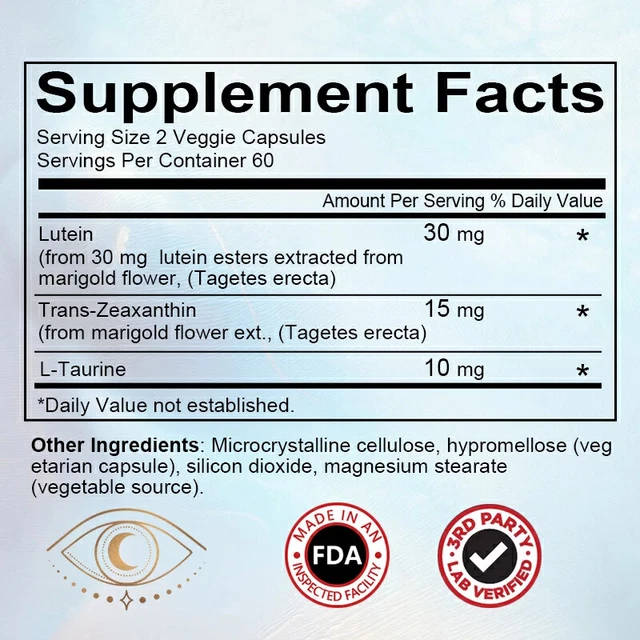 LUTEIN AND ZEAXANTHIN Capsules Eye Health Vitamins Supplement Eye ...