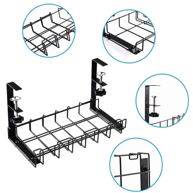 UNDER DESK CABLE Management, No Drill Surface Mounted Cable Tray Basket ...