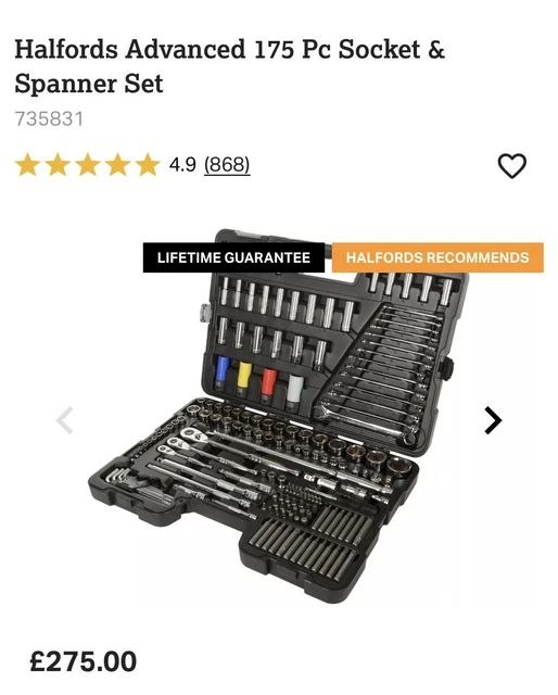 HALFORDS ADVANCED 175 Piece Socket Set £265.95 - PicClick UK