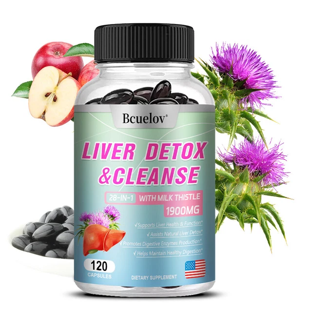 LIVER DETOX &CLEANSE 28-In-1 With Apple Cider Vinegar 1900mg Digestion ...