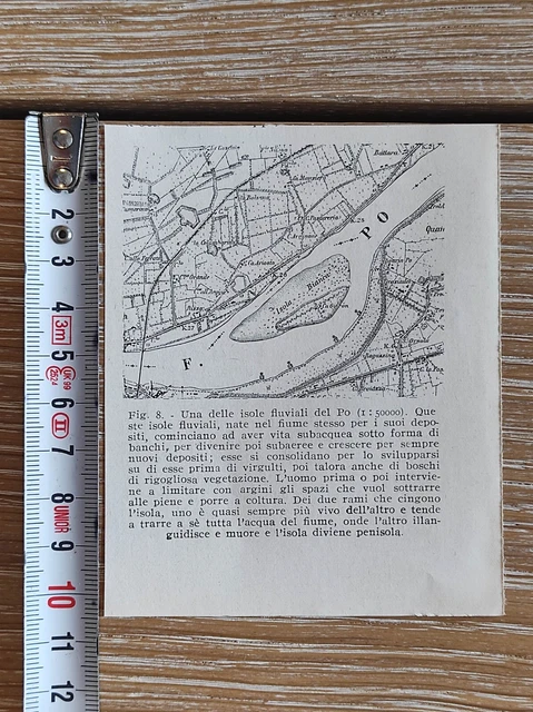 FERRARA ISOLA BIANCA fiume Po antica cartina del 1923 antica mappa ...