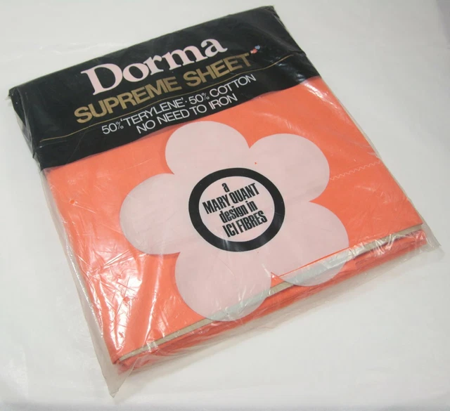 VINTAGE DORMA SUPREME Sheet Mary Quant Design Orange 90 x 104” Double ...