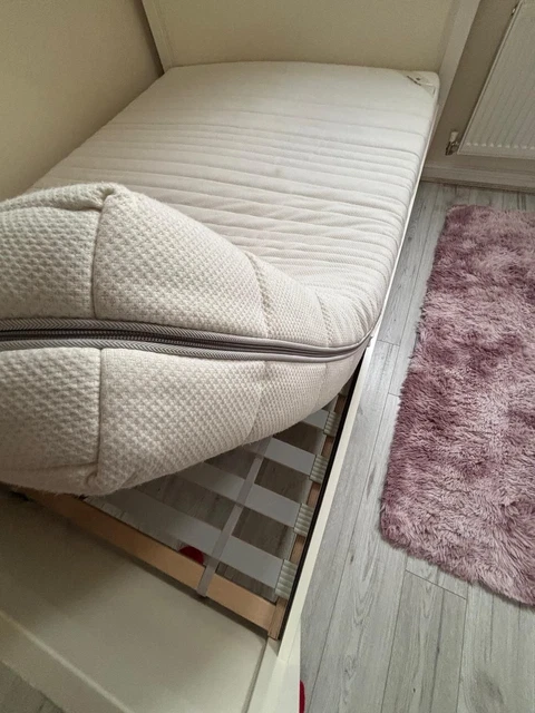 WHITE BED FRAME, Mattress And Slats £63.10 - PicClick UK
