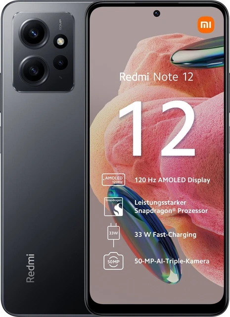 XIAOMI REDMI NOTE 12 256Gb Memoria 8Gb Ram Nero 6.67"24 Mesi Garanzia ...