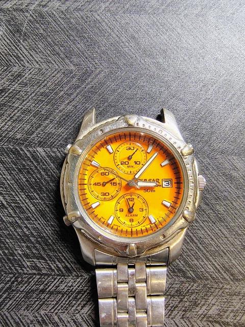 RARE VINTAGE PULSAR Seiko Chronograph Watch Orange Dial As Is £73.25 ...