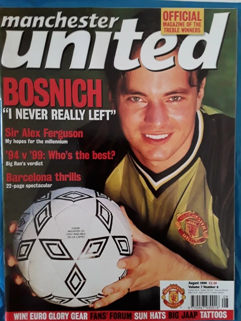 MANCHESTER UNITED OFFICIAL Magazine Vol 7 no 8 August 1999 £2.77 ...