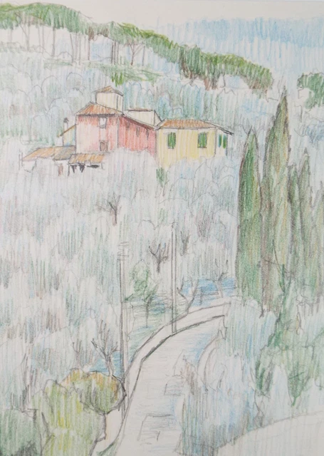ORIGINAL PENCIL DRAWING, 'Italian Landscape', Circa 1970s, Pauline ...