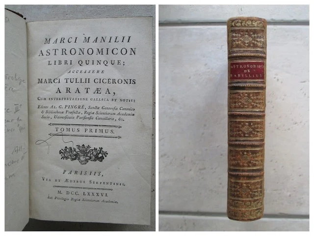 PINGRE : MARCI MANILIUS / ARATOS ASTRONOMICON, 1786. Astronomiques ...