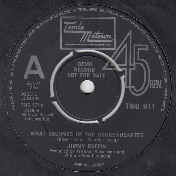 JIMMY RUFFIN - What Becomes Of The Broken Hearted - Disque vinyle d ...