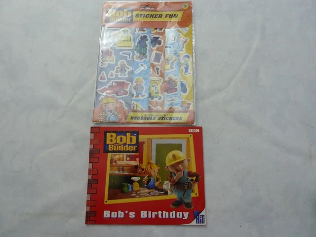 BOB THE BUILDER birthday book & new sticker set book pre owned VGC £1. ...