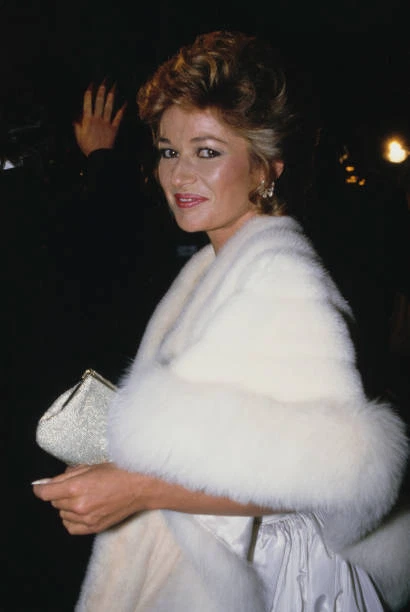 BRITISH ACTRESS STEPHANIE Beacham, wearing a white evening gown 1987 ...
