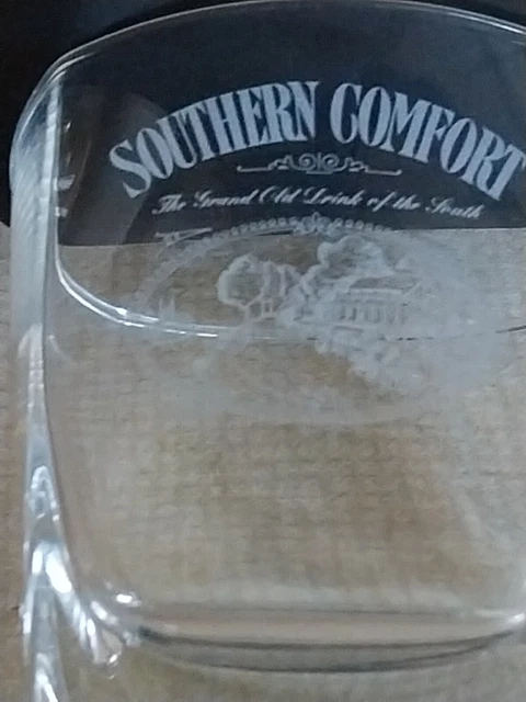 SOUTHERN COMFORT WHISKY Glass Etched Logo Square Bottom Vintage ...