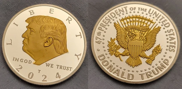 DONALD TRUMP SILBER Goldmünze US Präsident MAGA Weißes Haus Americana ...