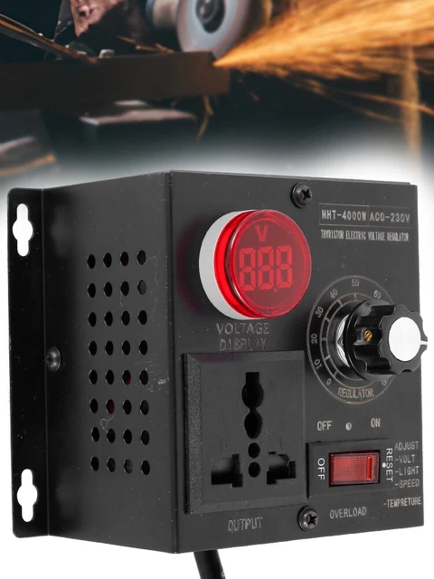 UK`AC 220V 4000W Variable Voltage Regulator Speed Motor Fan Control ...