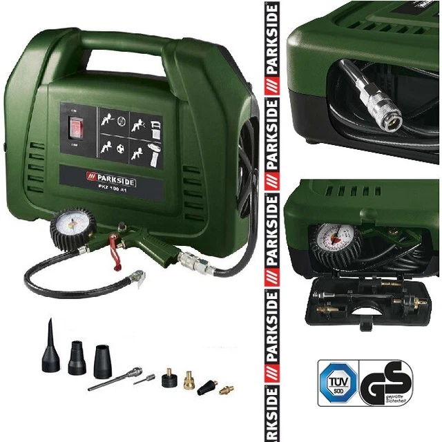 PARKSIDE KOMPRESSOR MOBIL Druckluftpistole Manometer Luftkompressor 180 ...
