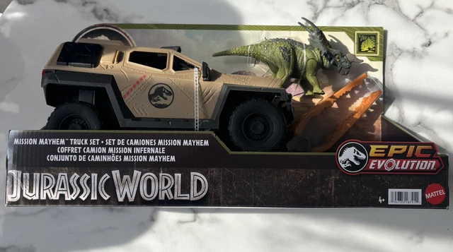 MATTEL JURASSIC WORLD - Mission Mayhem Epic Evolution Truck Dino Figure ...