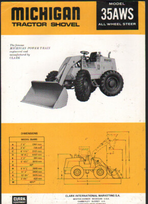 1971 MICHIGAN &MODEL 35AWS" Tractor Loader Shovel Brochure Leaflet £5. ...