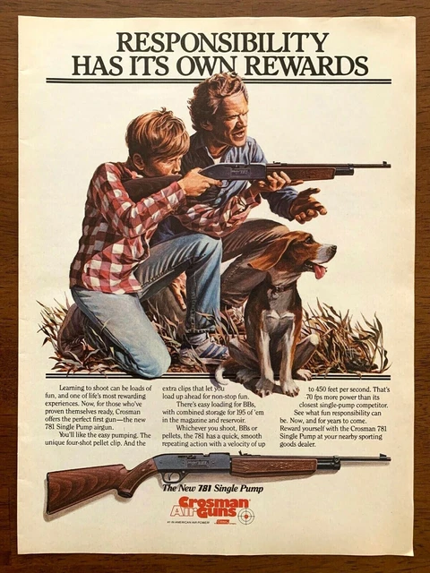 1984 CROSMAN AIR Guns Vintage Print Ad/Poster BB Pellet Rifle Outdoors ...