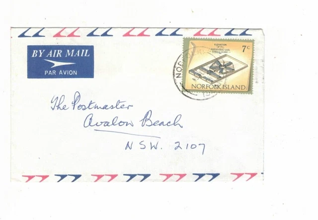 NORFOLK ISLAND 1974 7c Building on COMMERCIAL Cover,cds NORFOLK ISLAND ...