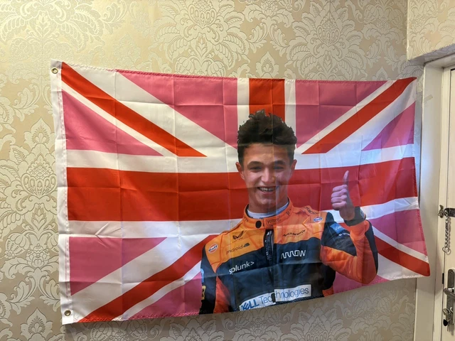 F1 LANDO NORRIS Pink Union Jack flag 5ftx3ft New In Packaging £8.99 ...