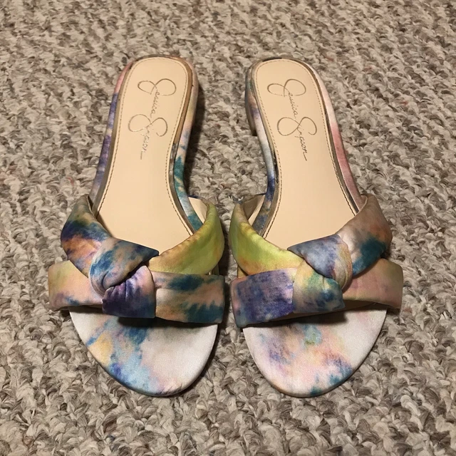 SANDALES PLATES À cravate pastel arc-en-ciel Jessica Simpson Alisen ...