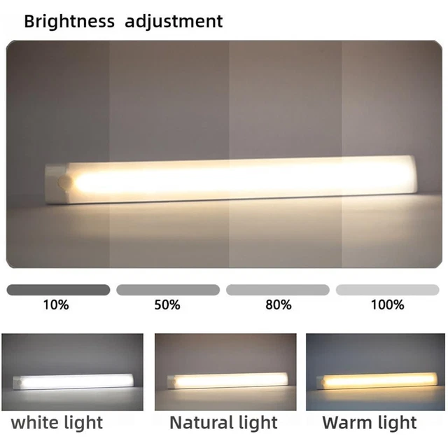 USB RECHARGEABLE LED Strip Motion Sensor Light Wireless Cabinet Home ...