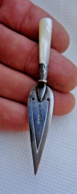 ANTIQUE 1926 NOVELTY Solid Sterling Silver Trowel Book Mark Mother ...