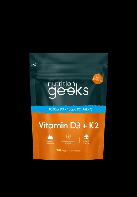 NUTRITION GEEKS VITAMIN D34000iu Vitamin D3 K2 Supplement £6.46 ...