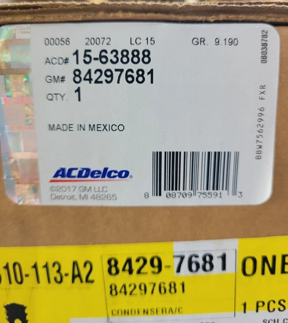GENUINE GM AIR Conditioning Condenser 84297681 ACDELCO 15-63888 16-20 Malibu OEM $247.16 ...