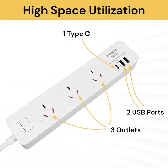 POWER BOARD USB Powerboard AU Plug 2 USB Charger Power Strip Surge ...