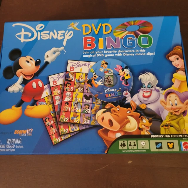 WALT DISNEY DVD Bingo Family Game Mattel 2005 Mickey Mouse Complete ...