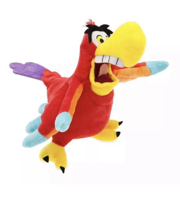 DISNEY STORE LAGO Aladdin 11” Soft Bright Plush Parrot Toy Jafar’s Bird ...