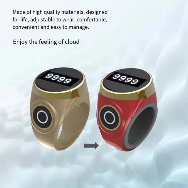 COMPACT ADJUSTABLE SMART Ring Waterproof for Prayer and Activity Counts ...