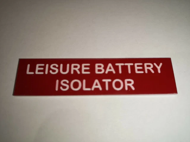 BOAT SAFETY LABEL Plaque Sticker Leisure Battery Isolator 75 x 19mm Red ...