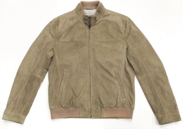 HUGO BOSS MEN'S Suede Leather Bomber Jacket In Beige Size UK/50 RRP£580 ...