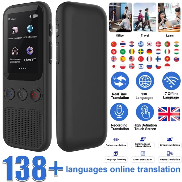 2025 AI LANGUAGE Translator Device Real-time Smart Instant Voice 138 Languages £39.99 - PicClick UK