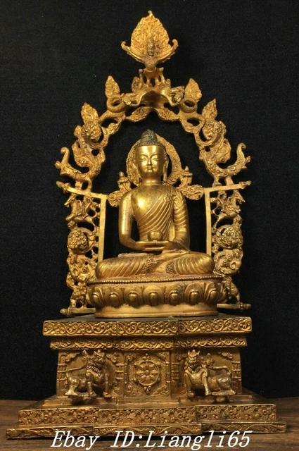 16.1'' OLD TIBET Bronze Gilt Sit Shakyamuni Sakyamuni Amitabha Buddha Statue Set EUR 399,00 ...