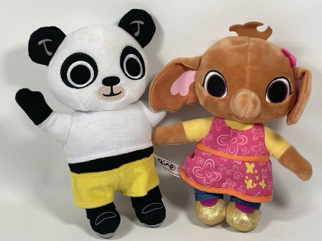 CBEEBIES BING ZULA & Pando 8" Plush Soft Toy Bundle Crinkle Ears Golden ...
