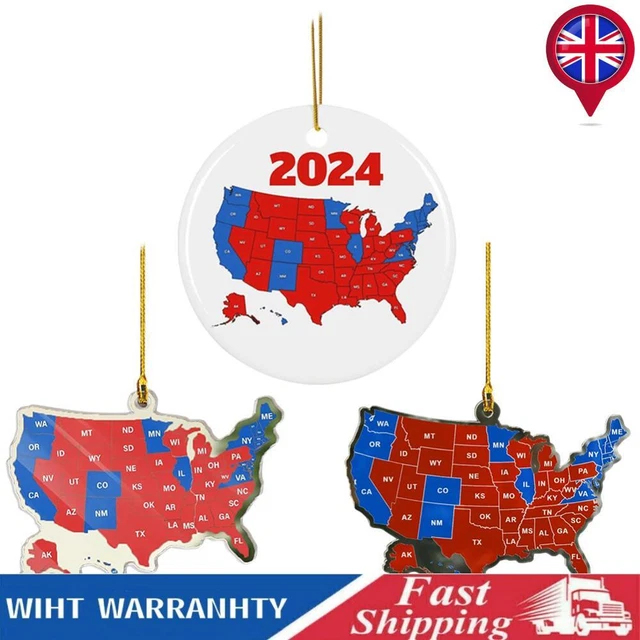 2024 US ELECTION Map Ornament Presidential Election Map Christmas Tree ...