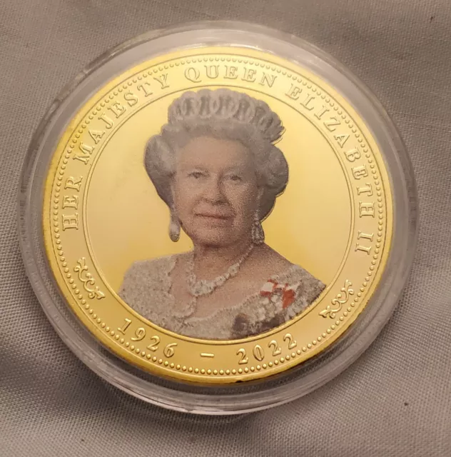 QUEEN ELIZABETH II Gold Coin King Charles III Medal Royal Family London ...