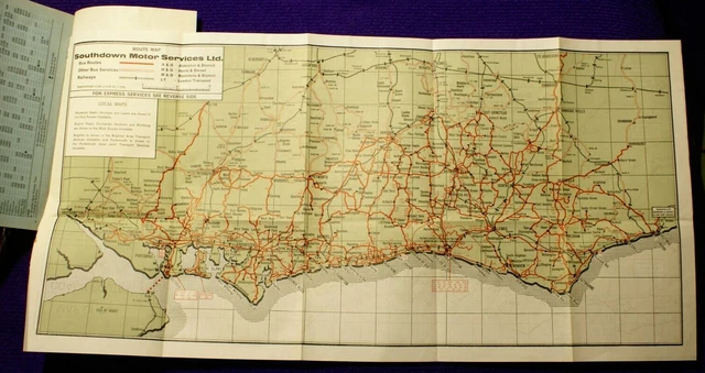 SOUTHDOWN BUS COACH Transport Timetable Route Map West Sussex Edition ...