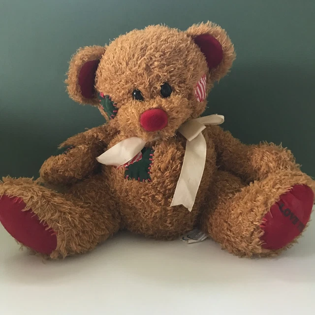 CHEEKY CHUMS BROWN Teddy Bear Cuddly Soft Toy With Patches And Ribbon ...