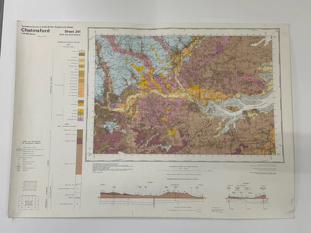 ORDNANCE SURVEY GEOLOGICAL, Solid & Drift, Sheet Map, of Chemlsford ...