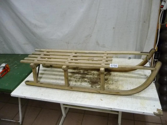 5704. ALTER DAVOS Holz Schlitten Holzschlitten Rodel old sleigh 112 cm ...